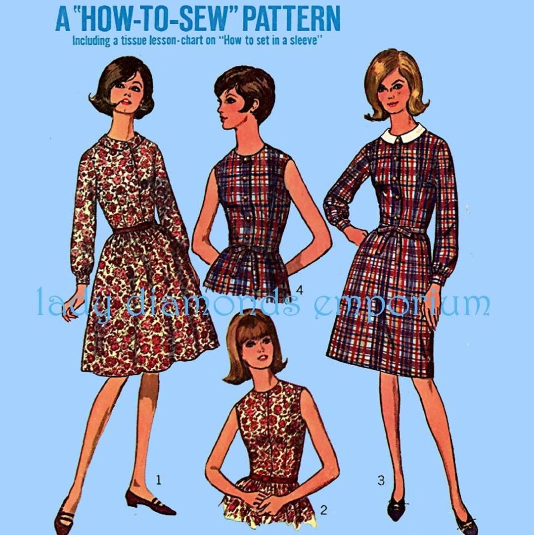 1960’s How-to-sew Step-in Dress Buttoned Bodice A-line or Full Skirt ...