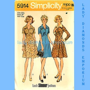 1970’s Look Slimmer Dress Fitted & Flared Shaped Raised Waist Bodice ...