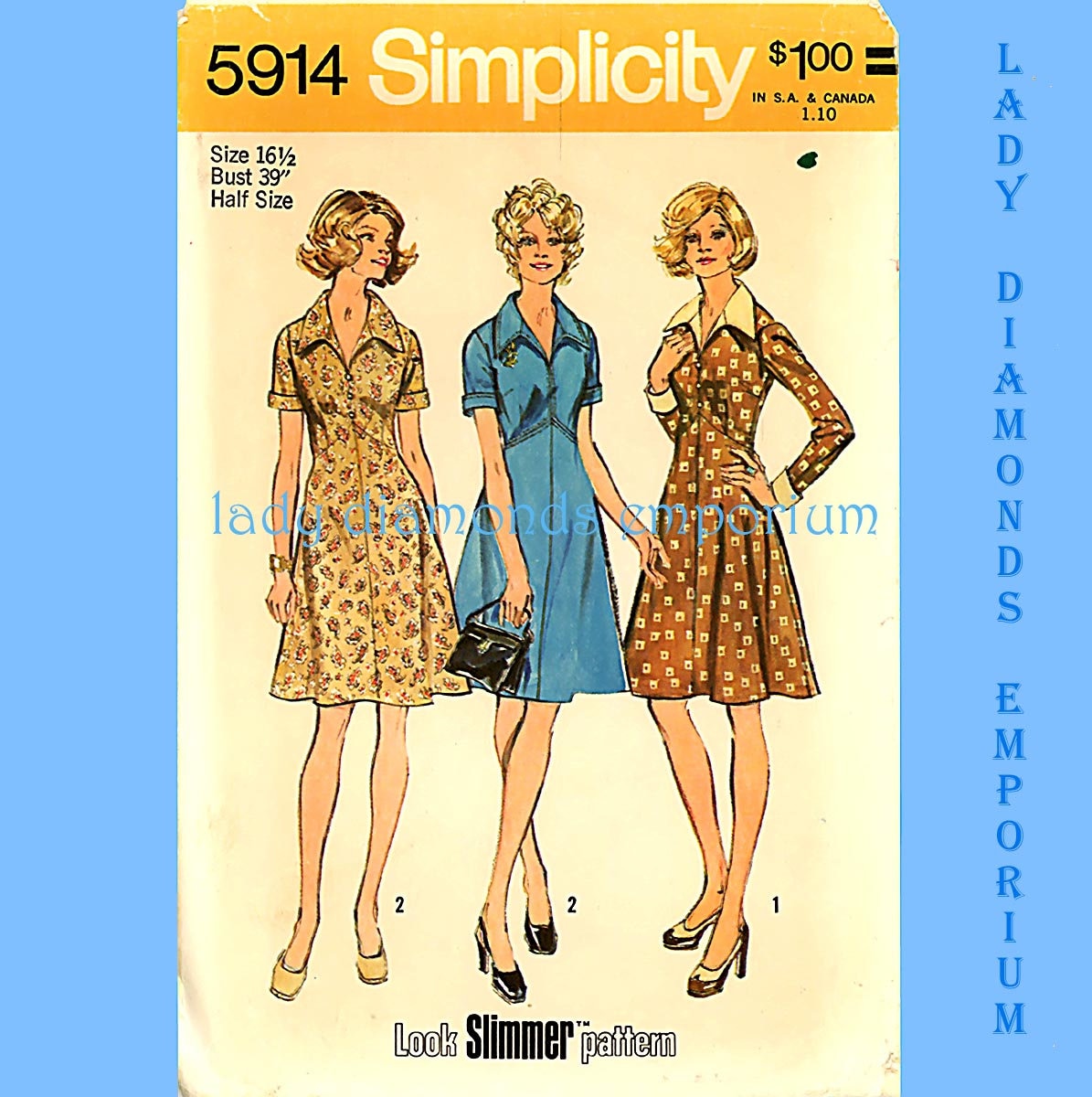 1970’s Look Slimmer Dress Fitted & Flared Shaped Raised Waist Bodice ...