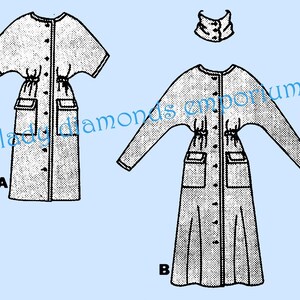 1980's Front Button Shirt-dress Short or Long Sleeve Loose Fit Straight ...