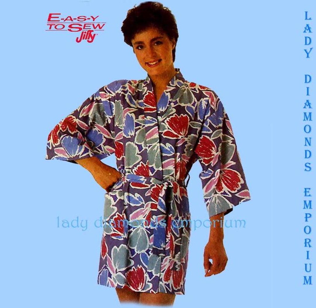 1980's Simplicity 0017 Kimono Robe or Swimsuit Cover-up Womens Size 6 8 ...
