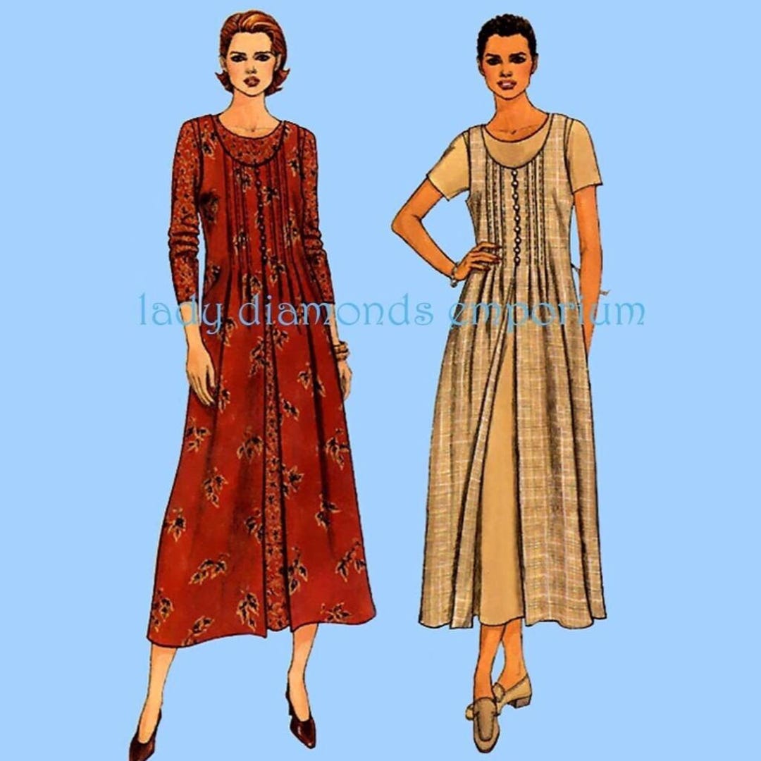 1990's Pullover A-line Dress With Short or Long Sleeves + Overdress ...