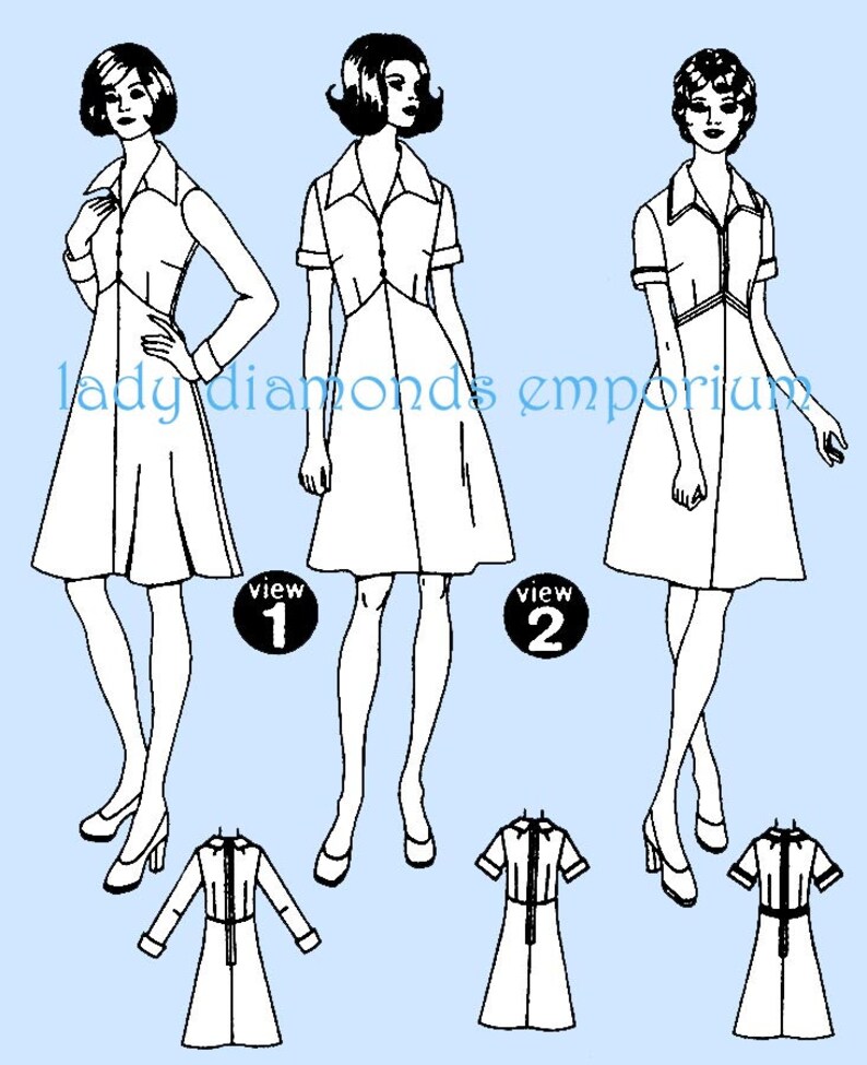 1970s Look Slimmer Dress Fitted & Flared Shaped Raised Bodice - Etsy