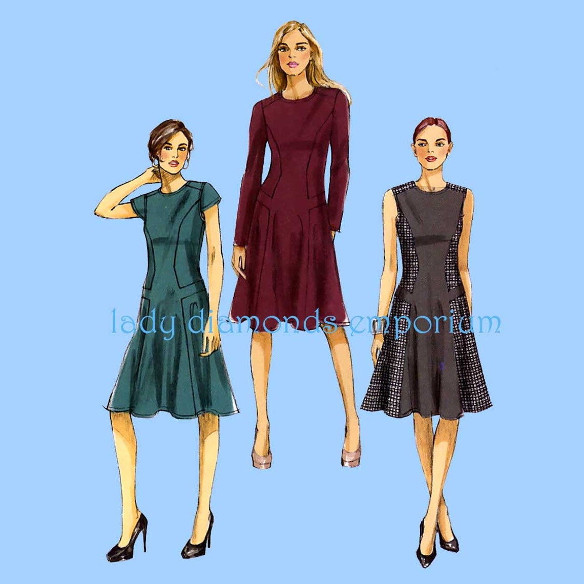 Easy Fitted & Flared Dress Short or Long Sleeve Sleeveless | Etsy