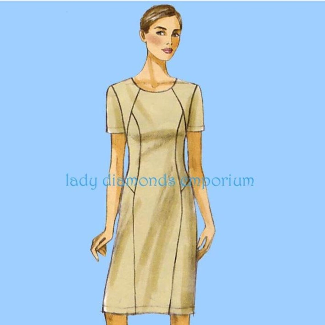 Vogue 8995 Very Easy Sheath Dress Short Sleeve Sleeveless Seam Detailng ...