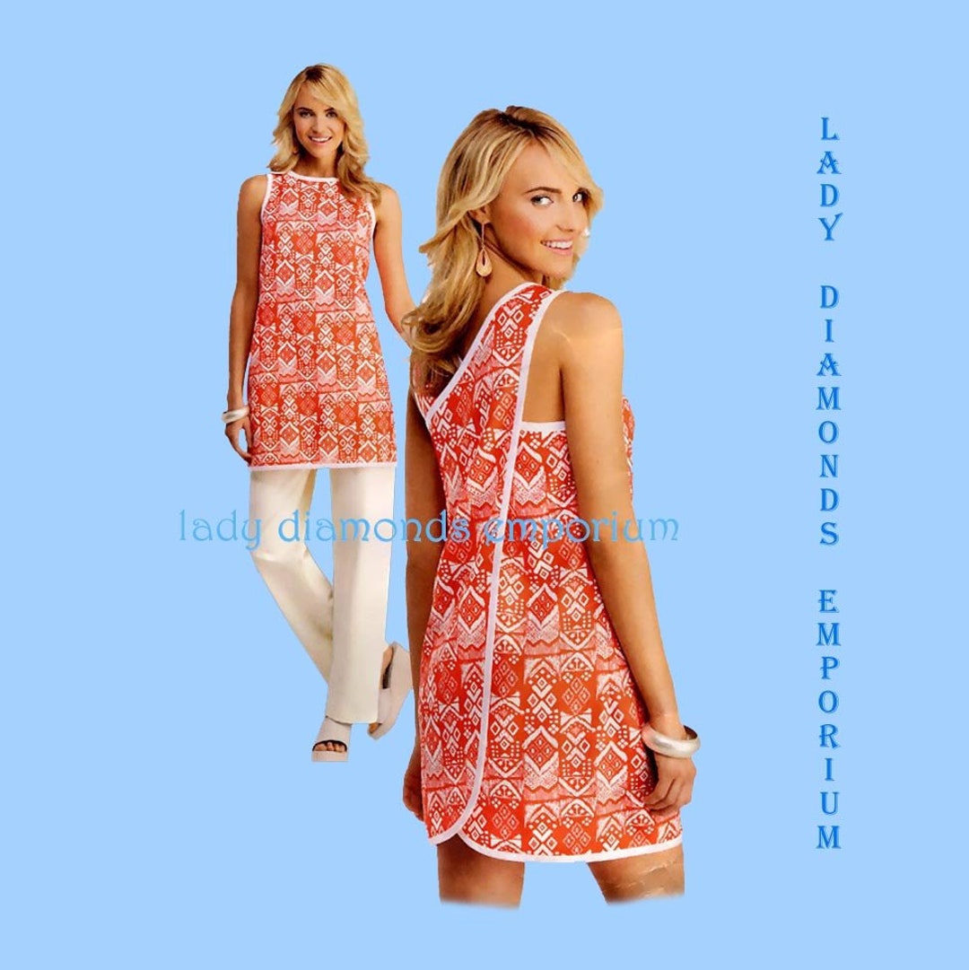 1960's Retro Wrap Around Tunic Top Pants Beach Cover-up Mini Dress ...
