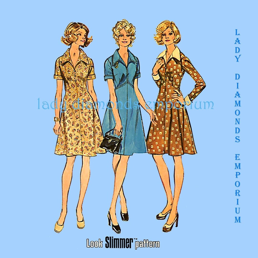 1970s Look Slimmer Dress Fitted & Flared Shaped Raised Bodice - Etsy