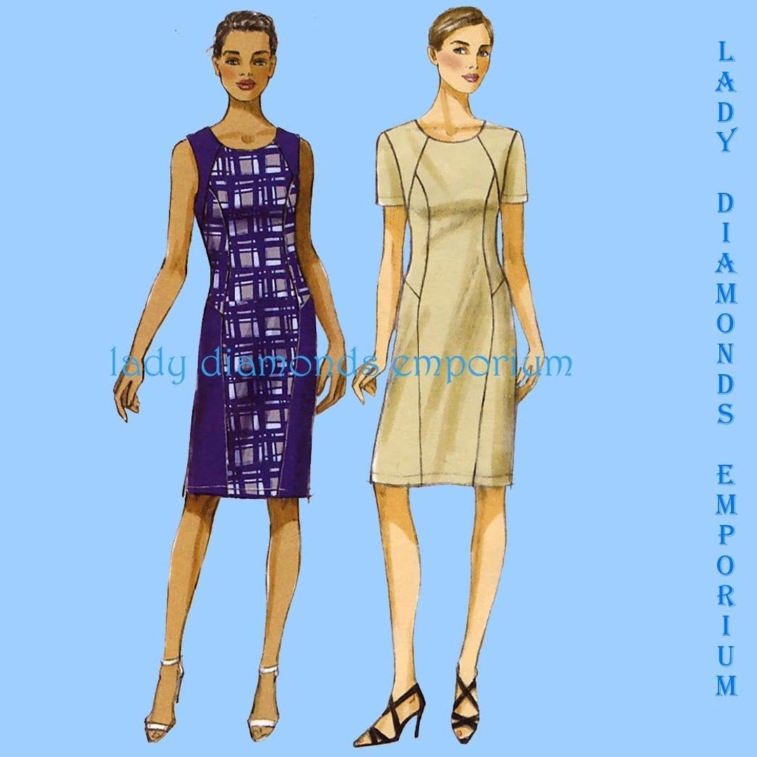 Very Easy Sheath Dress Short Sleeve Sleeveless Seam Detaling Color ...