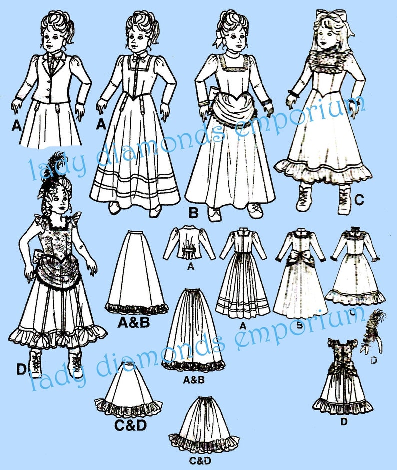 1800’s Dance Hall Girl Prairie Dress Long Skirt Blouse Petticoat Girls ...