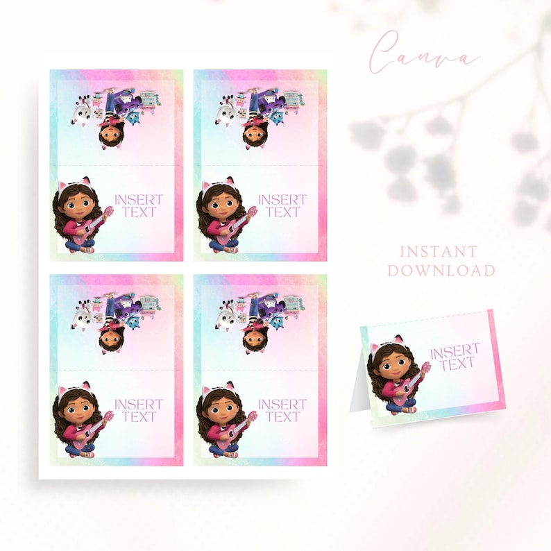 Gabby's Dollhouse Party Favors Template, Gabby's Dollhouse Invitation ...