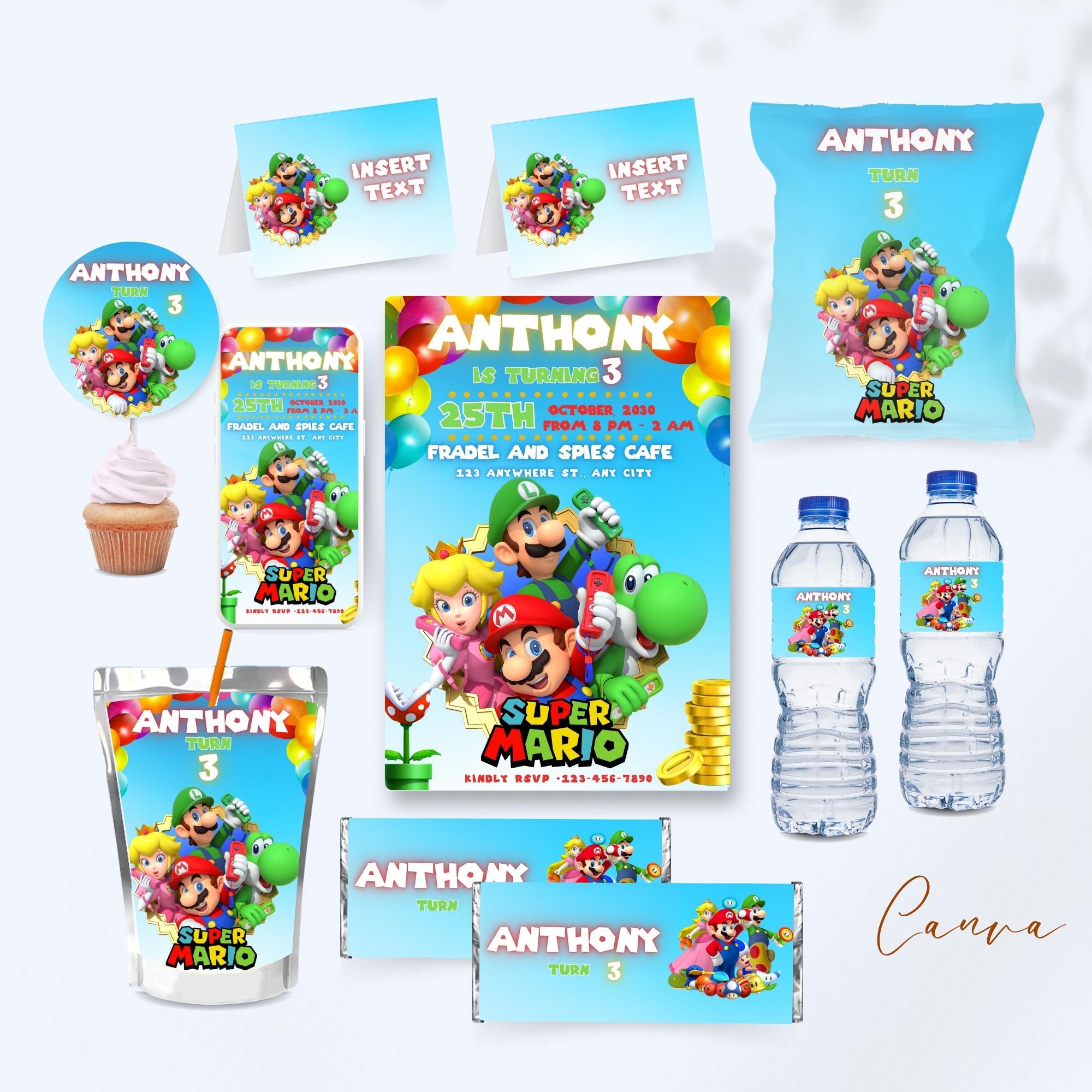 Super Mario Party Package, Super Mario Invitation, Super Mario Birthday ...