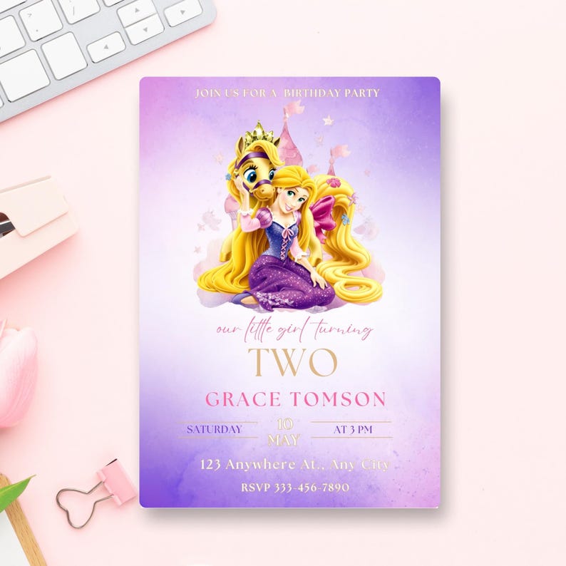 Tangled Rapunzel Invitation, Tangled Rapunzel Digital Invitation ...