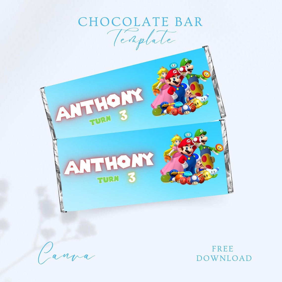 Super Mario Food Label, Super Mario Chocolate Wrap, Super Mario Capri ...