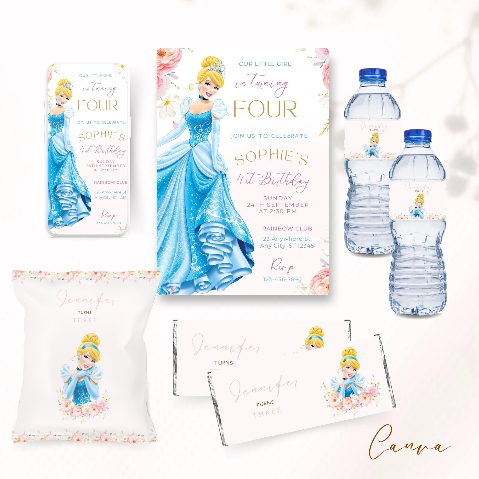 Cinderella Party Favors Template, Cinderella Birthday Invitation ...