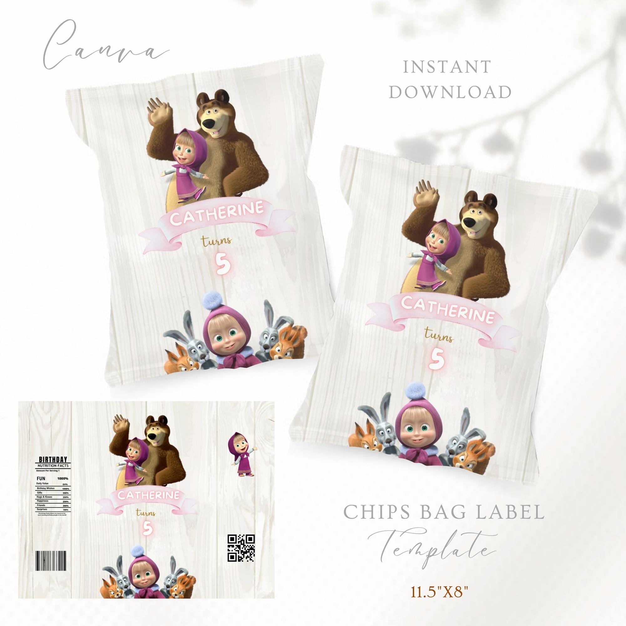 Masha and the Bear Party Package, Masha and the Bear Invitation, Masha ...