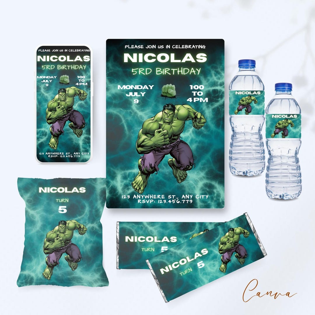 Hulk Party Favors Template, Hulk Treats Template, Avengers Invitation ...