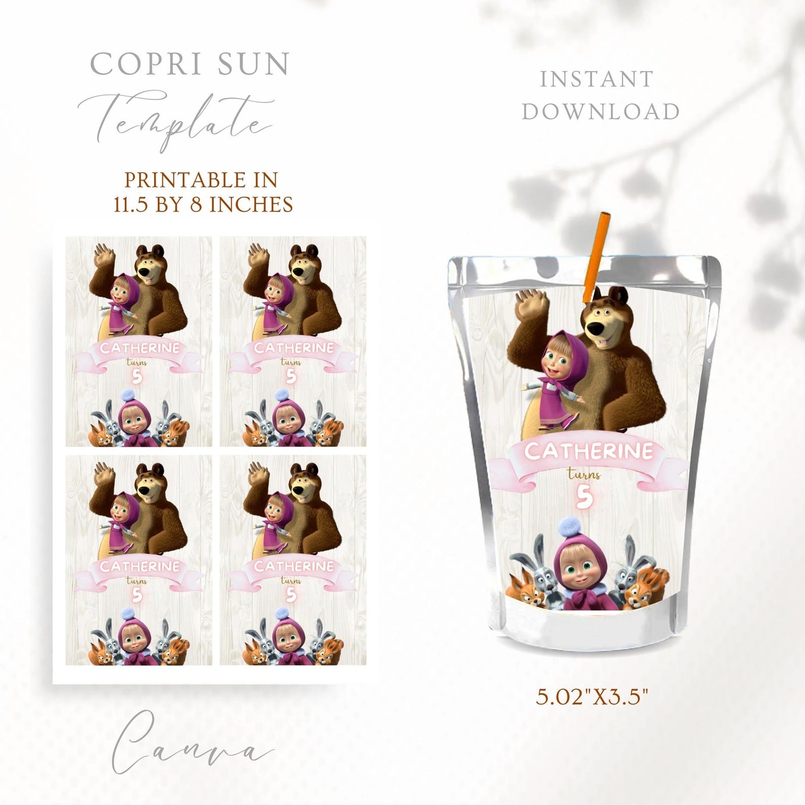 Masha and the Bear Party Package, Masha and the Bear Invitation, Masha ...