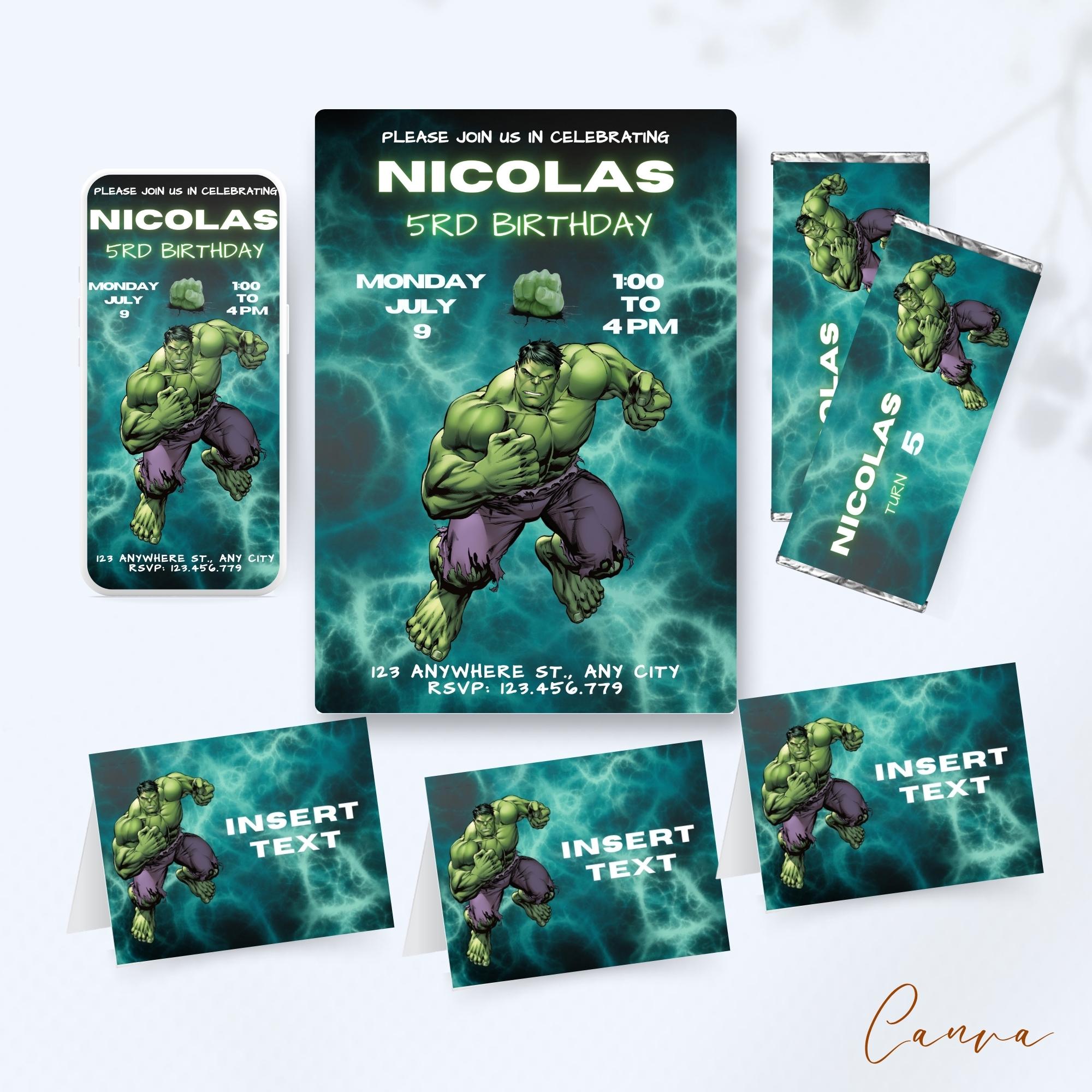 Hulk Party Package, Hulk Birthday Printables, Avengers Birthday ...