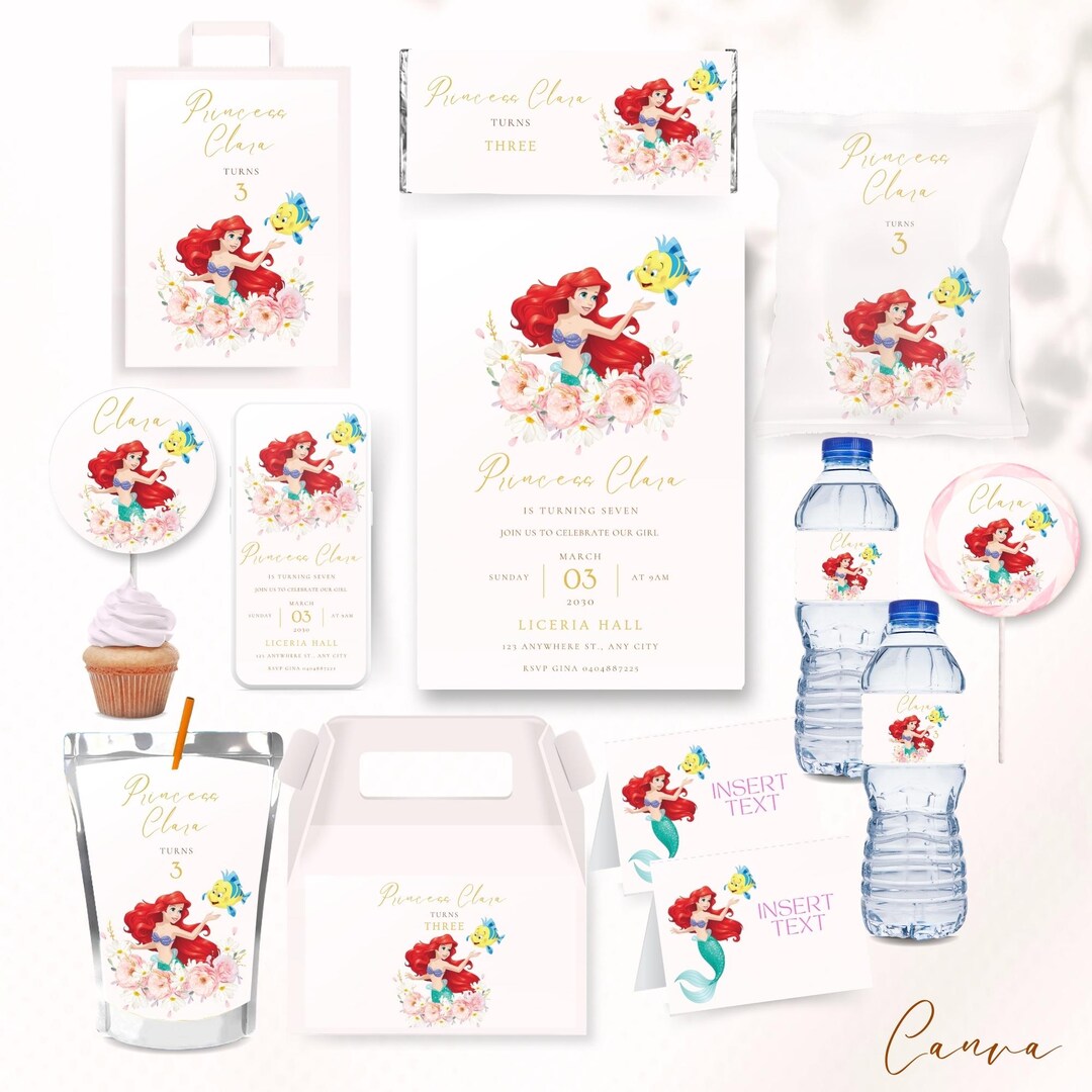 Little Mermaid Party Package, Ariel Birthday, Little Mermaid Invitation ...