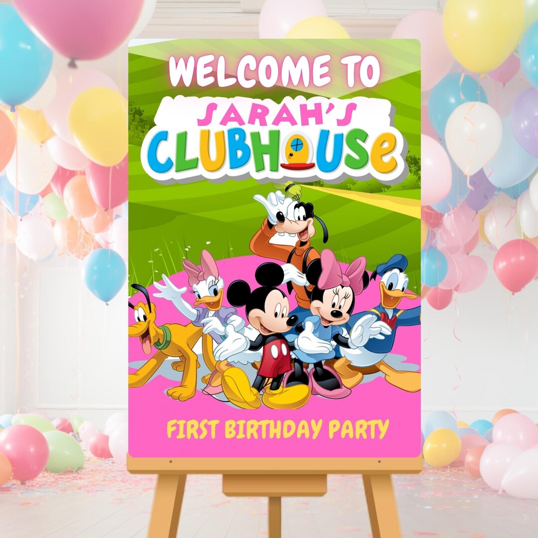 Clubhouse Welcome Sign, Clubhouse Birthday Party, Clubhouse Welcome ...
