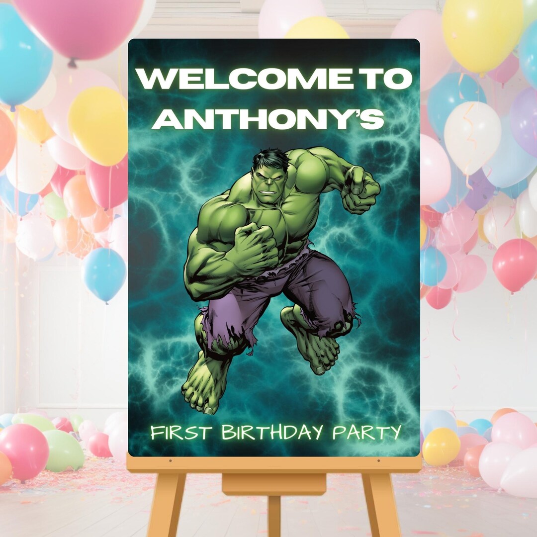 Hulk Welcome Sign, Printable Superhero Birthday Welcome Sign, Avengers ...