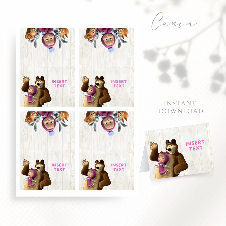 Masha and the Bear Party Package, Masha and the Bear Invitation, Masha ...