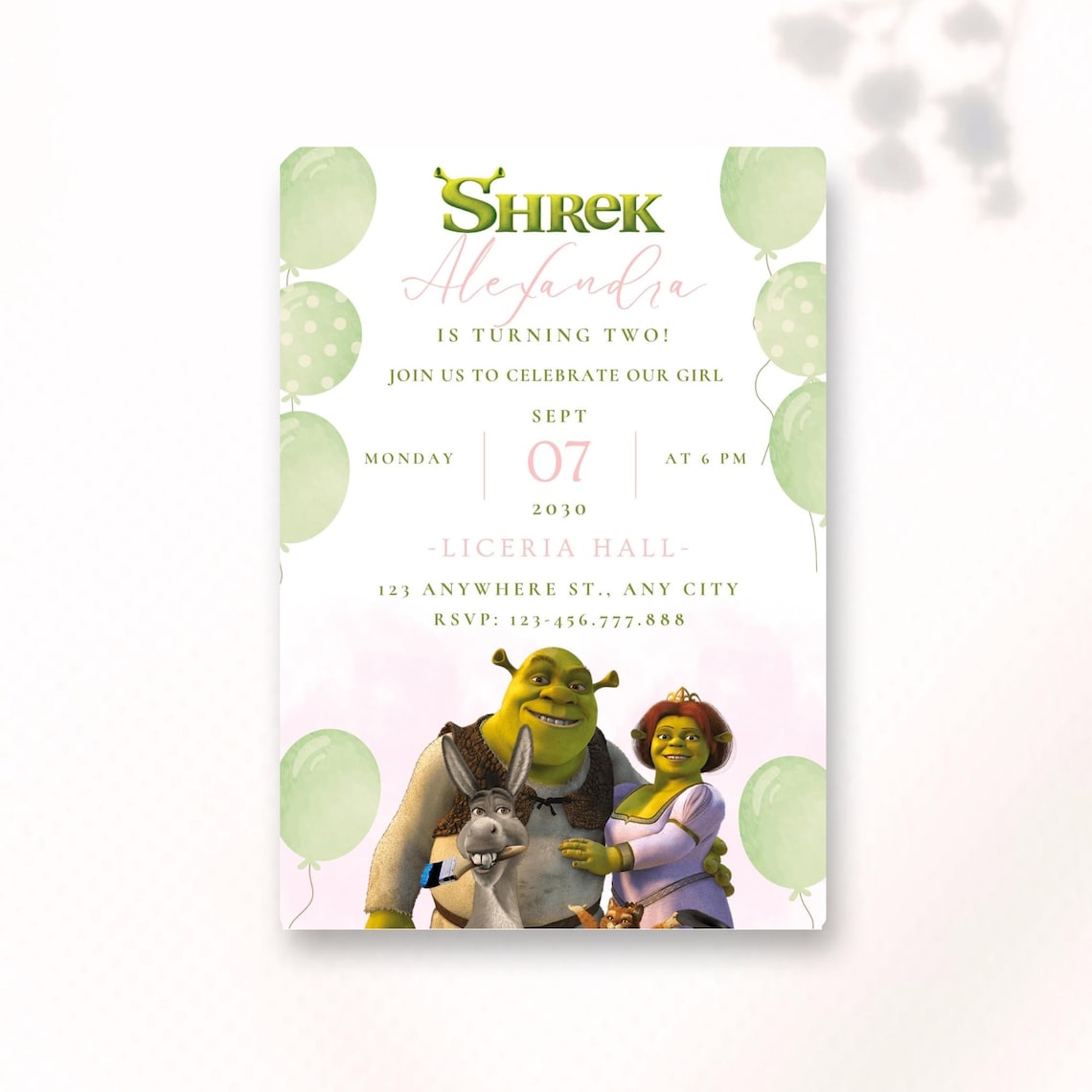 Editable Shrek Birthday Invitation Template, Digital Shrek Invite ...