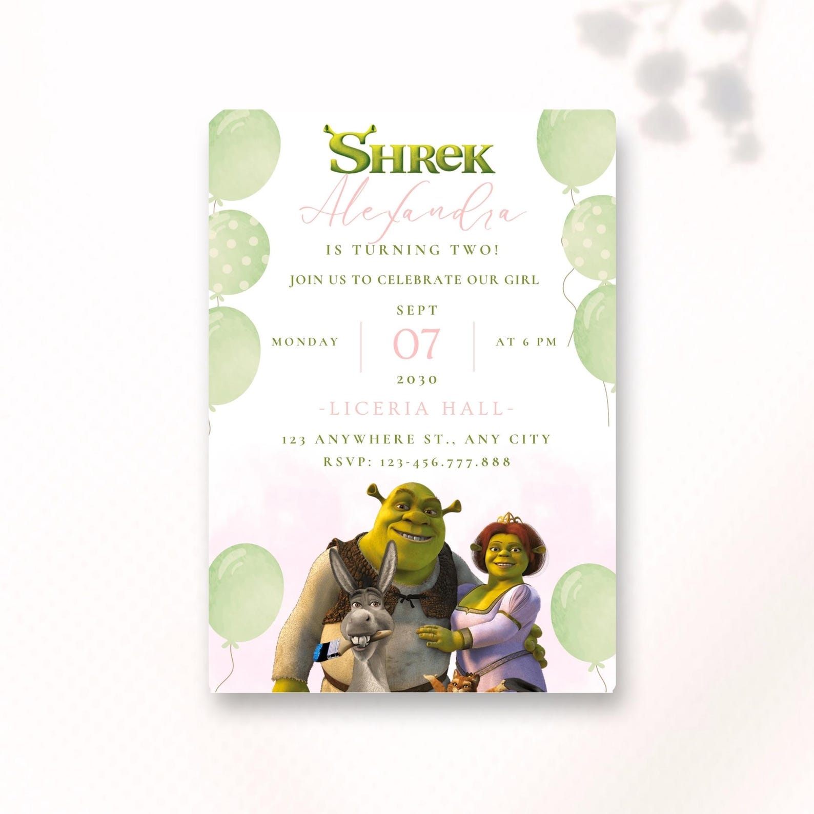Editable Shrek Birthday Invitation Template, Digital Shrek Invite ...