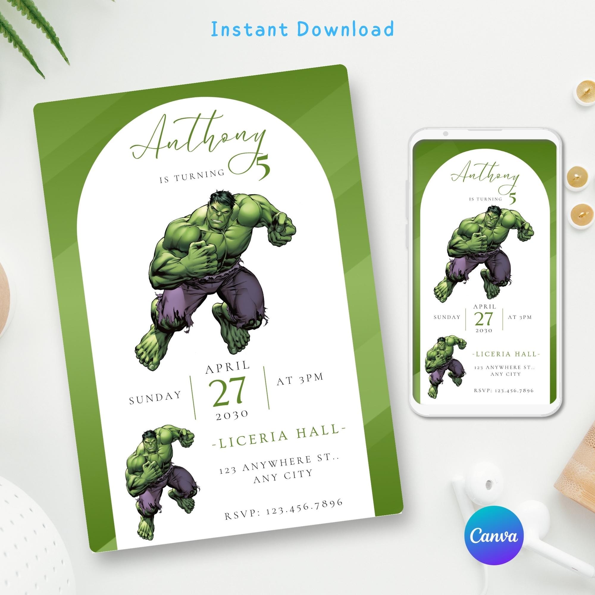 Editable Hulk Birthday Invitation Template, Hulk Birthday Invitation ...