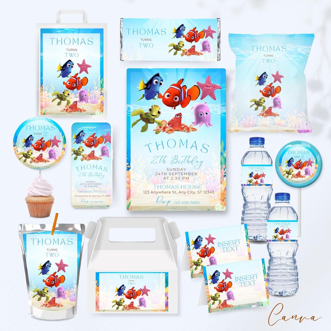 Nemo Party Package, Nemo Birthday Party Package, Nemo Invitation,dory ...