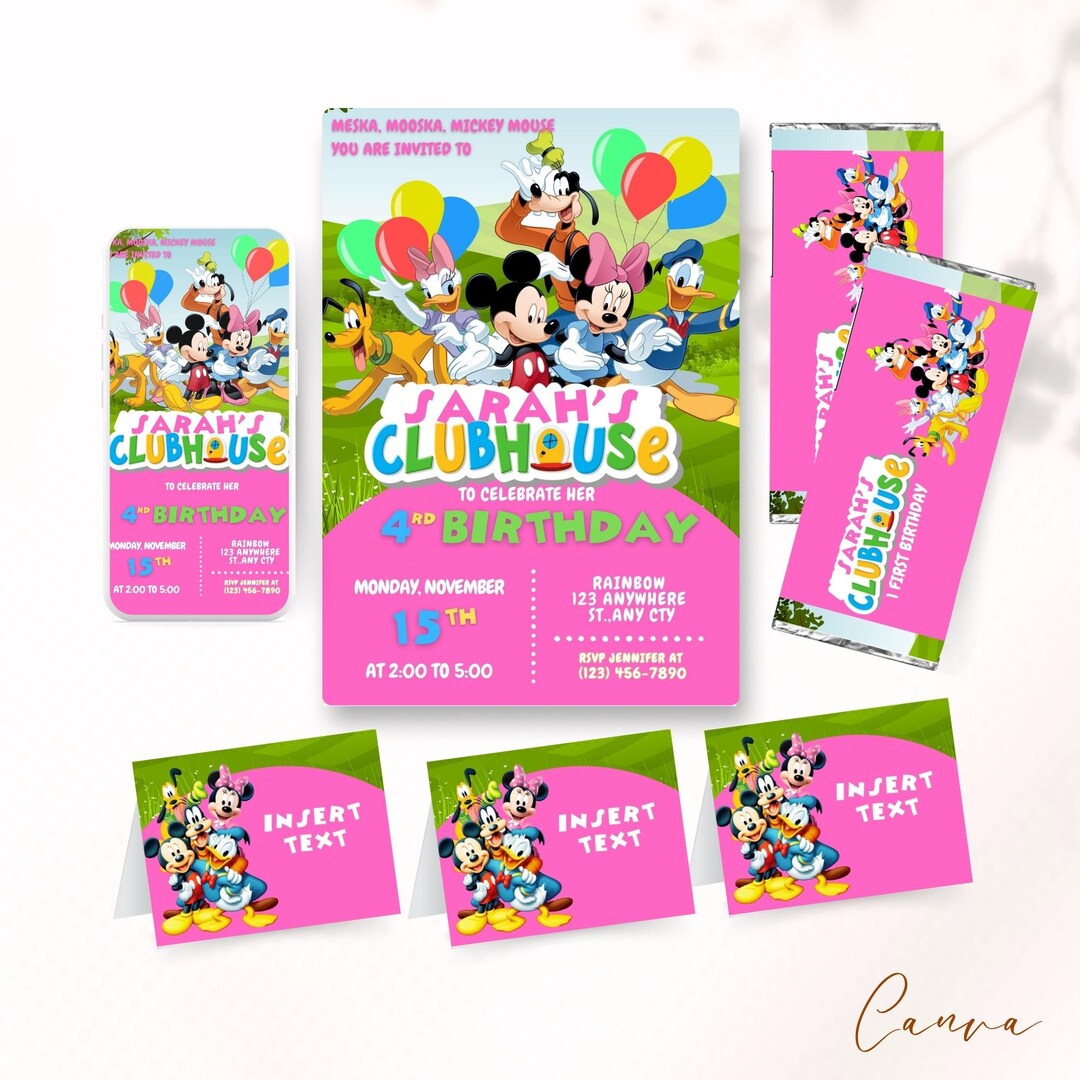 Clubhouse Party Package, Clubhouse Birthday Invitation, Clubhouse Party ...