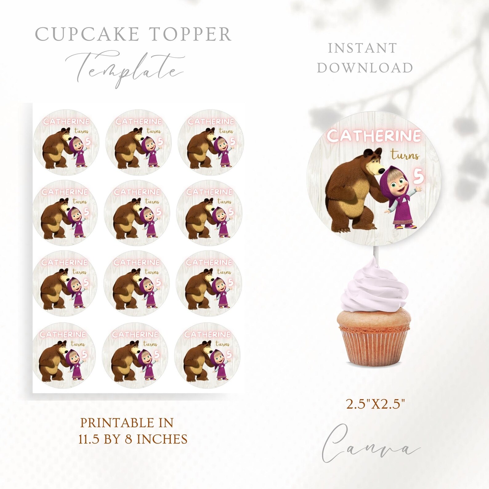 Masha and the Bear Party Package, Masha and the Bear Invitation, Masha ...