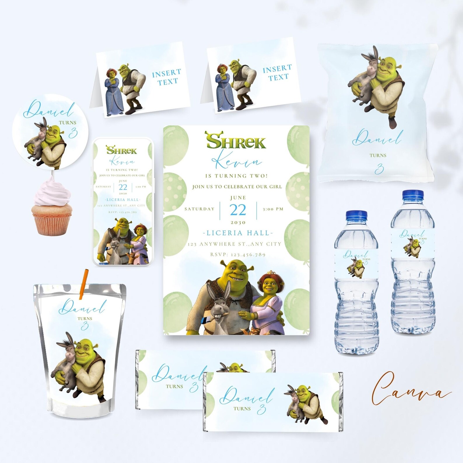 Shrek Party Package, Shrek Birthday Party Package, Shrek Invitation ...