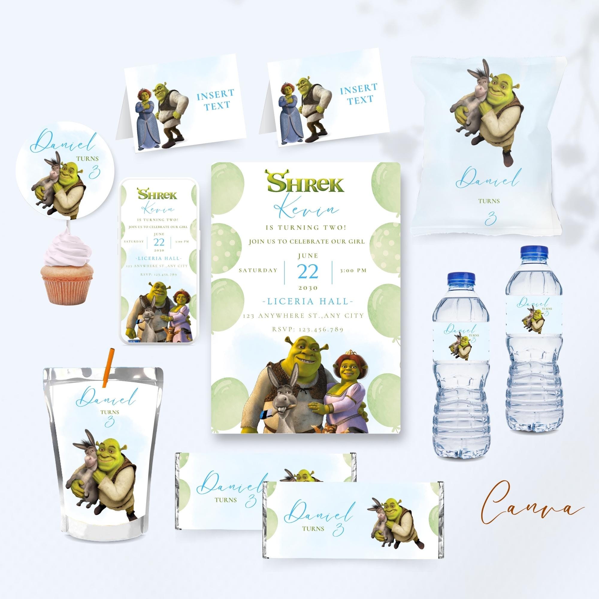 Shrek Party Package, Shrek Birthday Party Package, Shrek Invitation ...