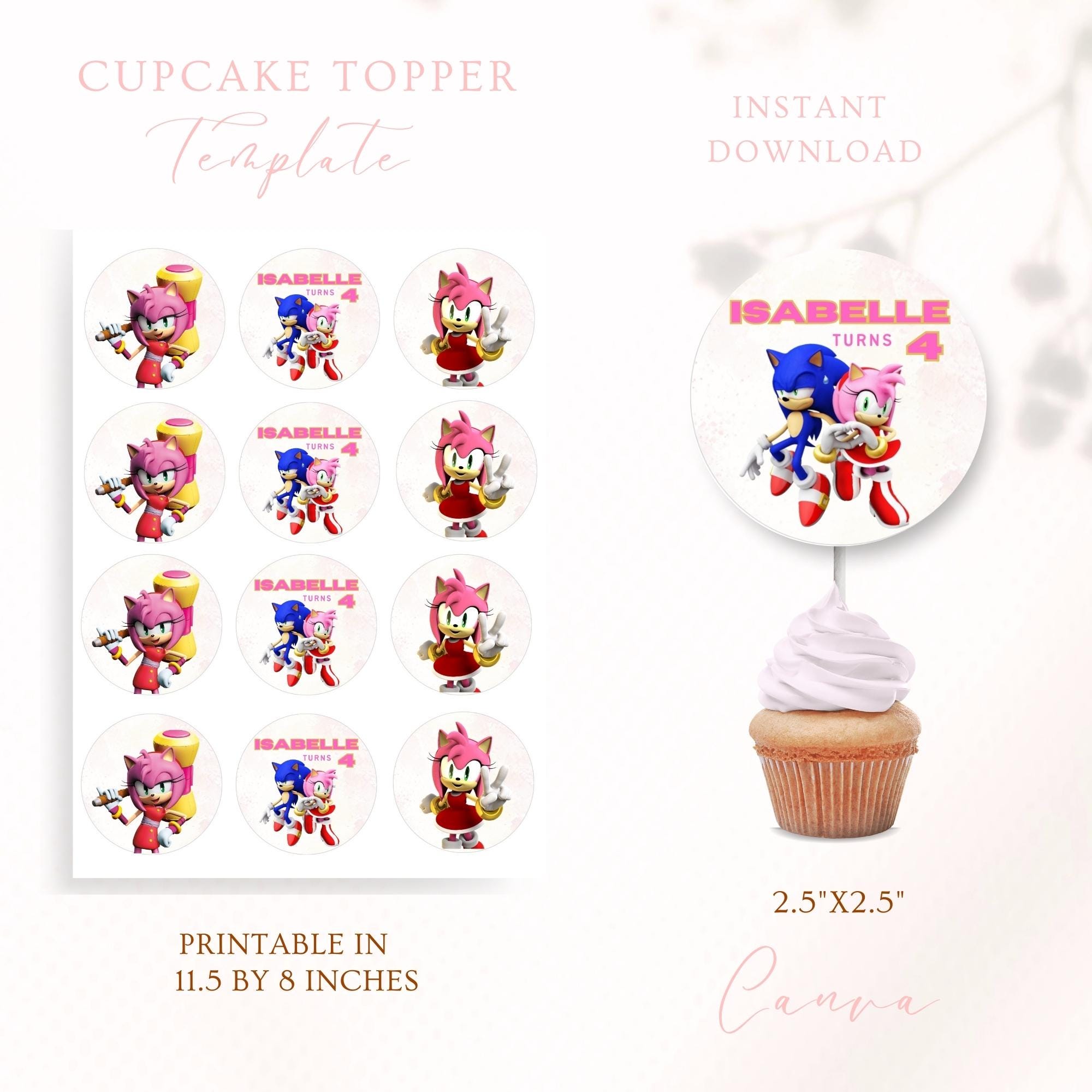 Sonic Party Package, Pink Sonic Birthday, Sonic Invitation, Amy Sonic ...