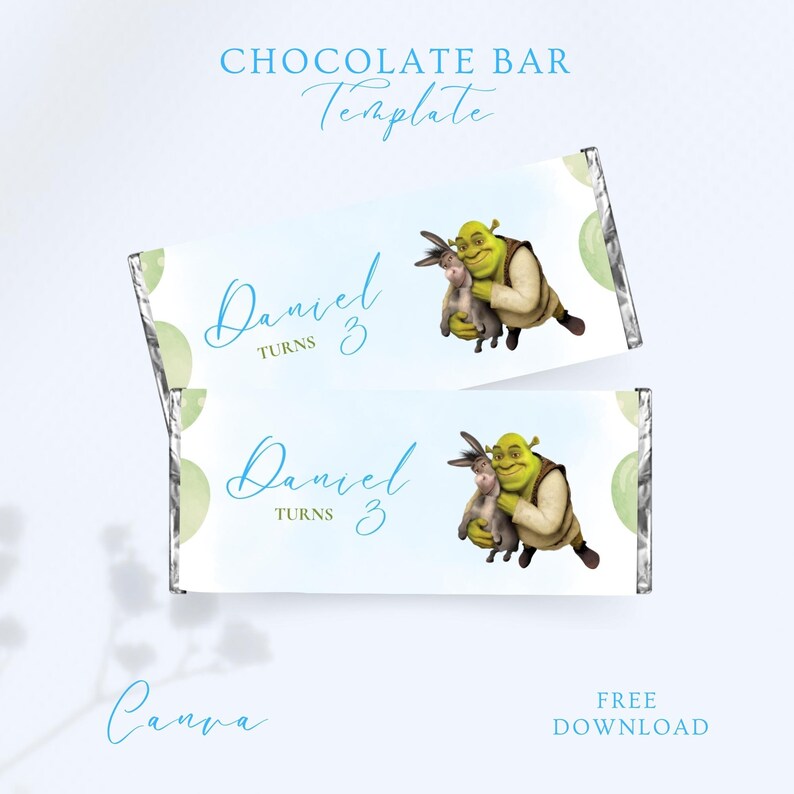 Shrek Party Favors Template, Shrek Birthday Invitation, Editable Shrek ...