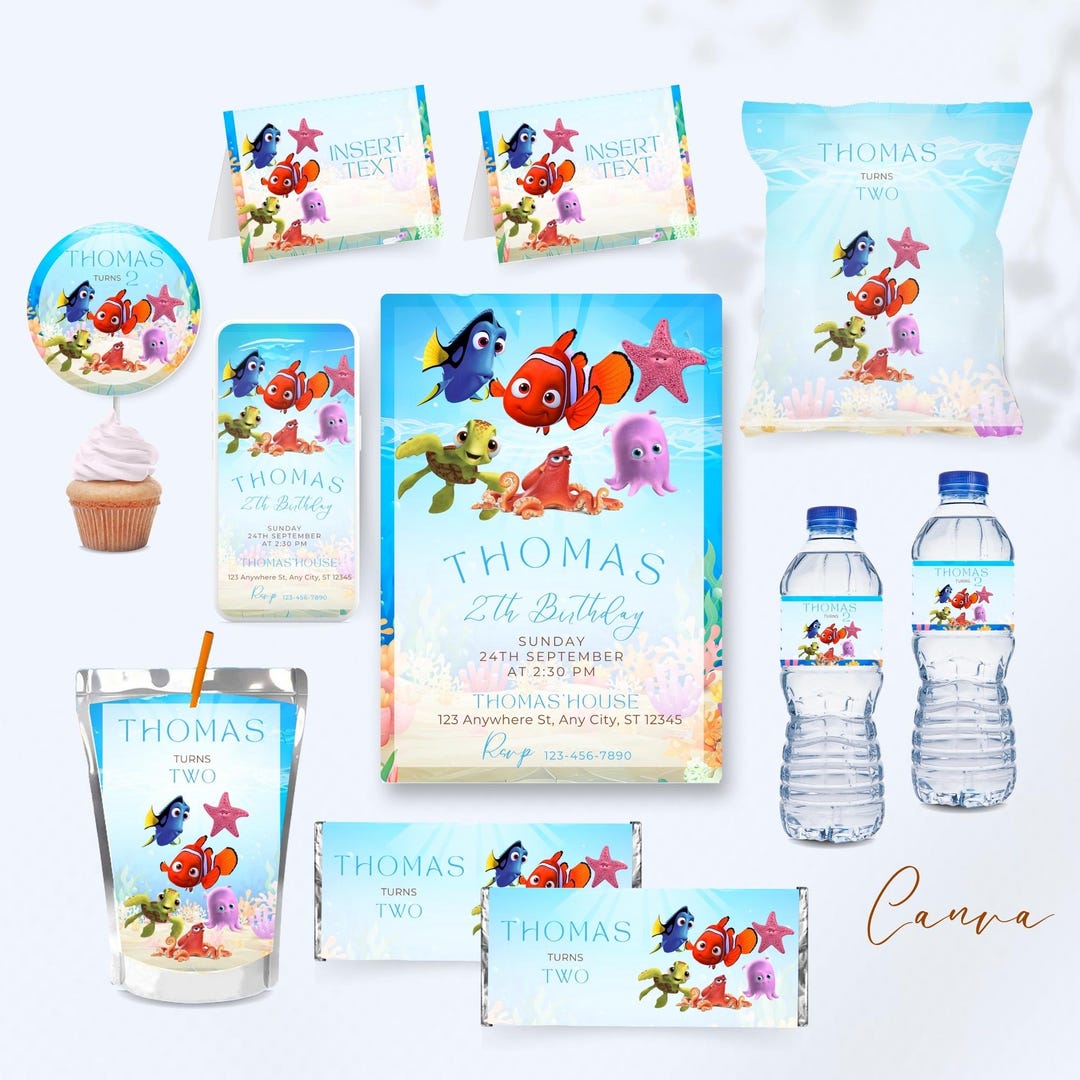Nemo Party Package, Nemo Birthday Party Package, Nemo Invitation, Nemo ...