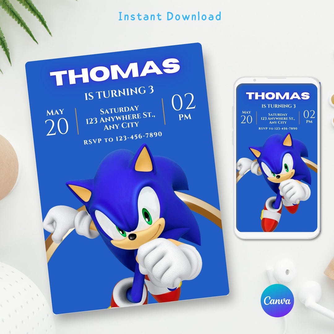 Sonic the Hedgehog Birthday Invitation, Sonic for Girl Digital ...