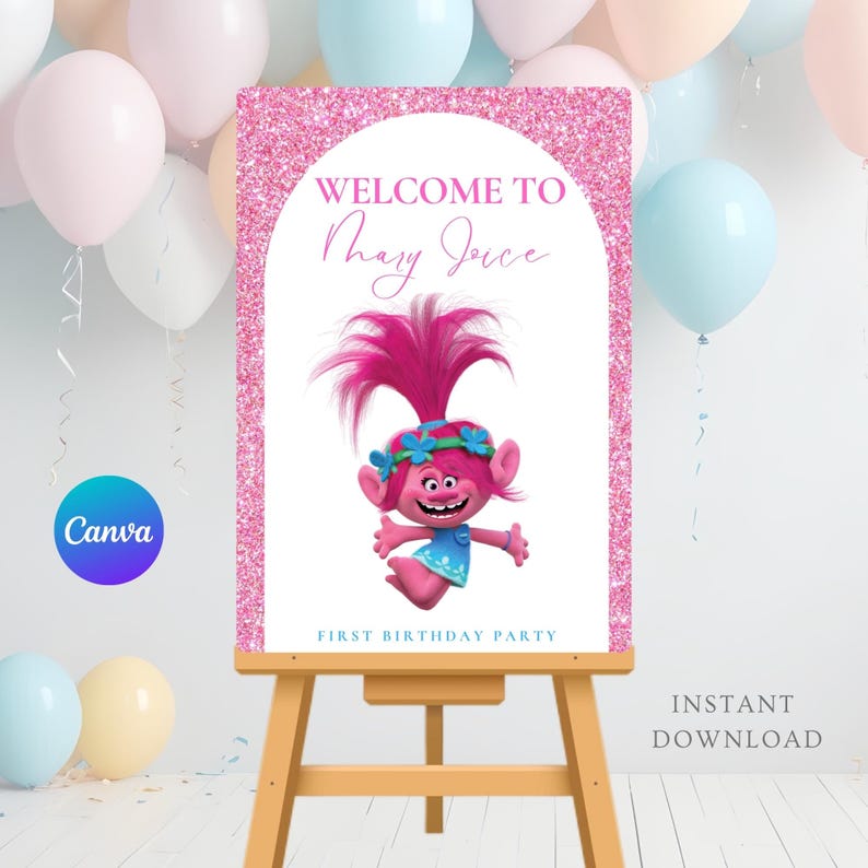 Trolls Welcome Sign, Trolls Birthday Party, Trolls Welcome Board ...