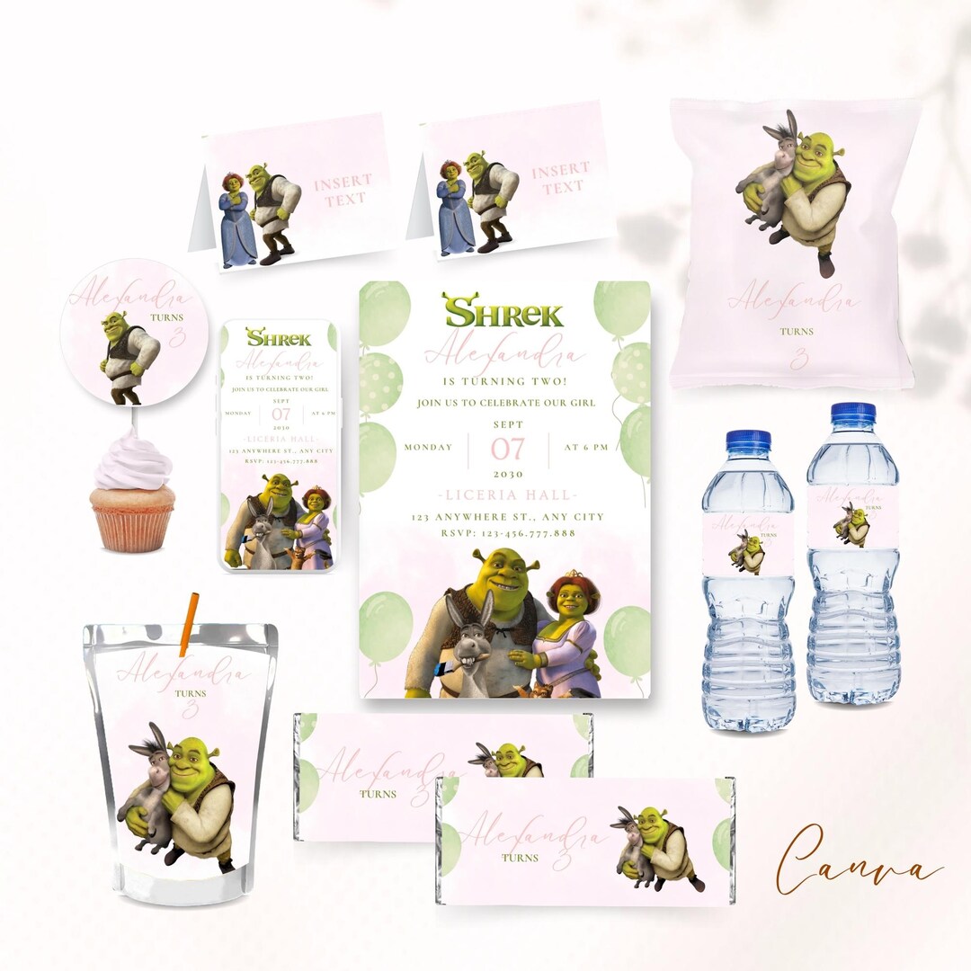 Shrek Party Package, Shrek Birthday Party Package, Shrek Invitation ...
