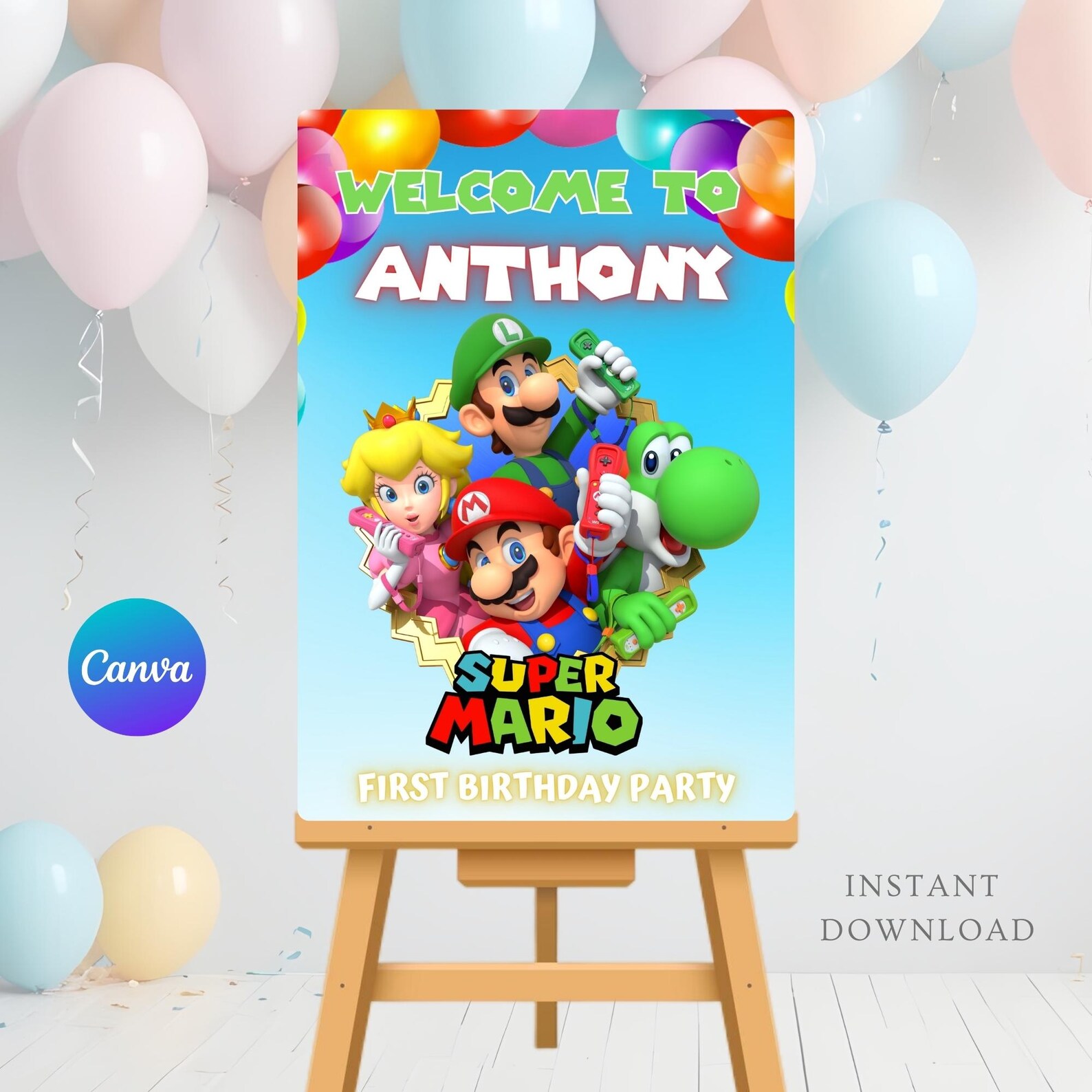 Super Mario Welcome Sign, Super Mario Birthday Party, Super Mario ...