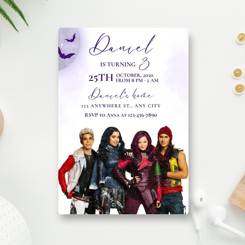Descendants Birthday Invitation | Descendants Party Invite, Descendants ...