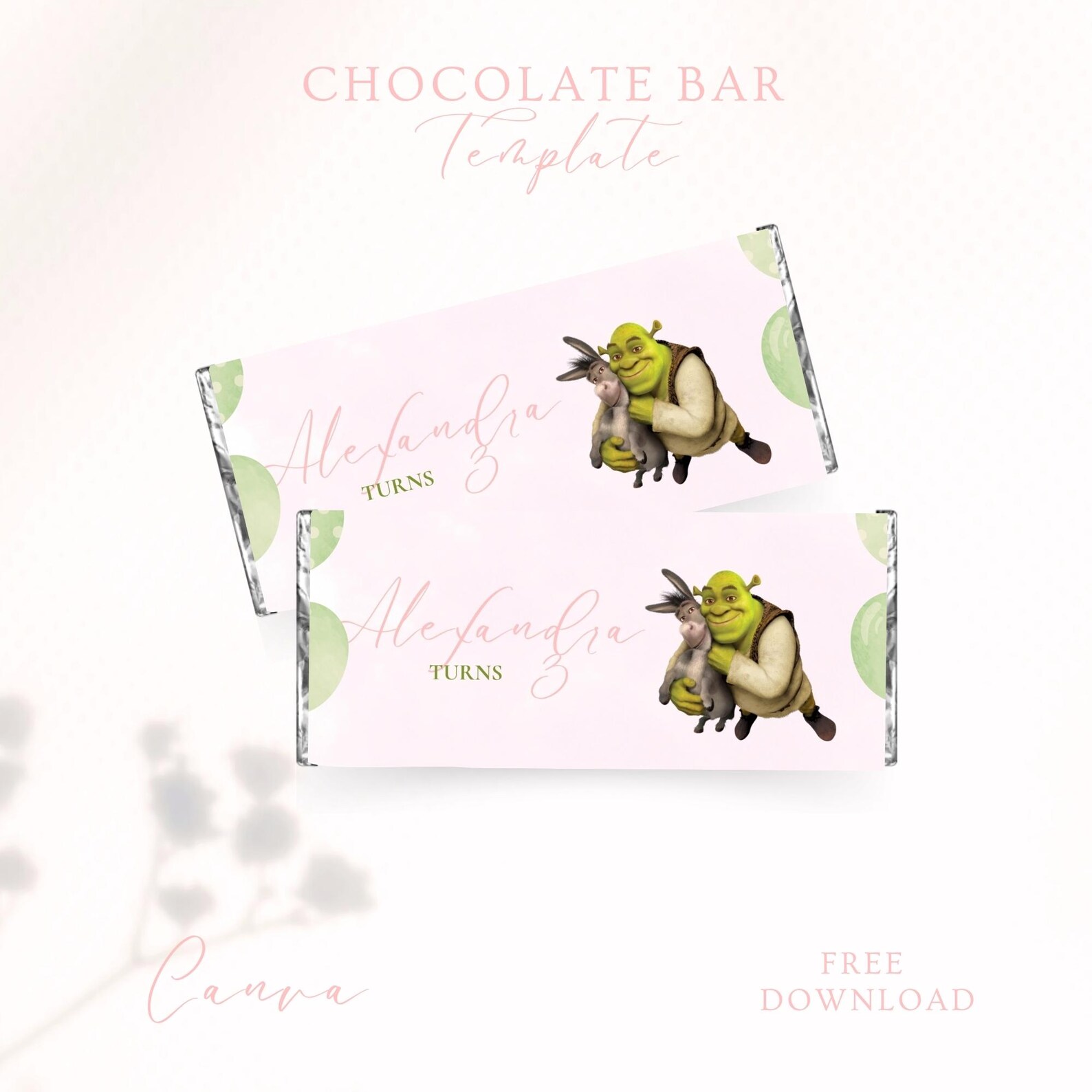 Shrek Party Favors Template, Shrek Birthday Invitation, Editable Shrek ...