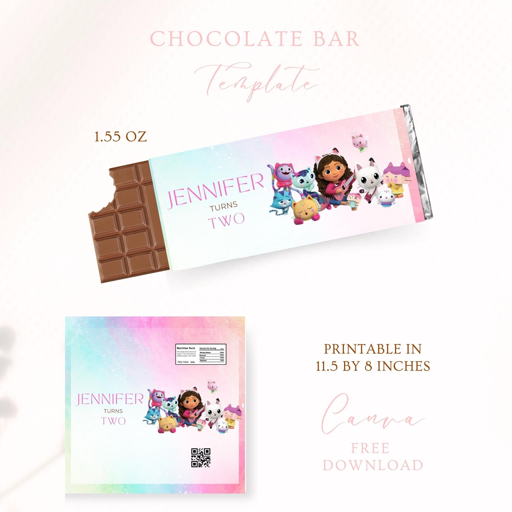 Gabby's Dollhouse Party Favors Template, Gabby's Dollhouse Invitation ...