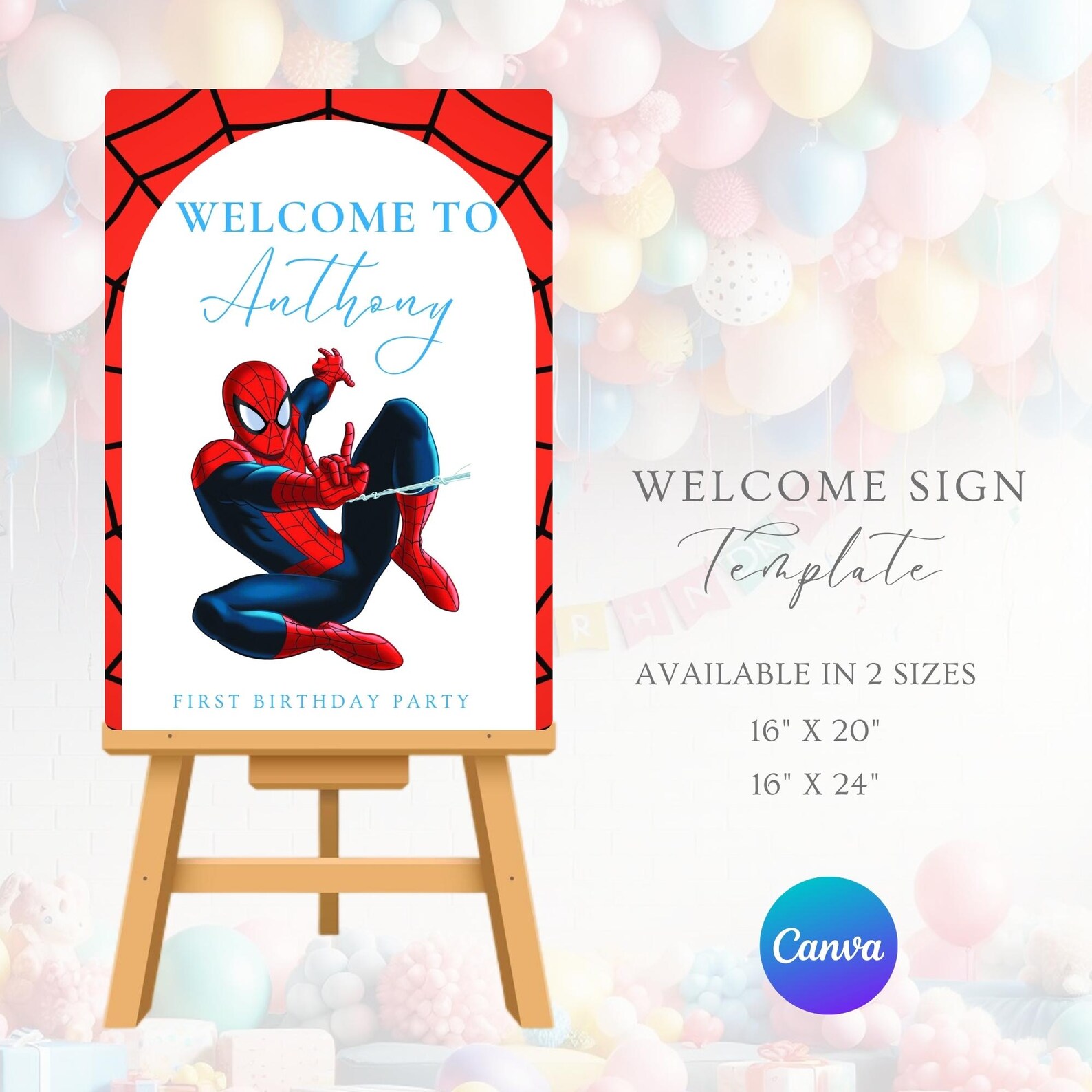 Spiderman Welcome Sign, Supeheroes Birthday Party, Spiderman Welcome ...