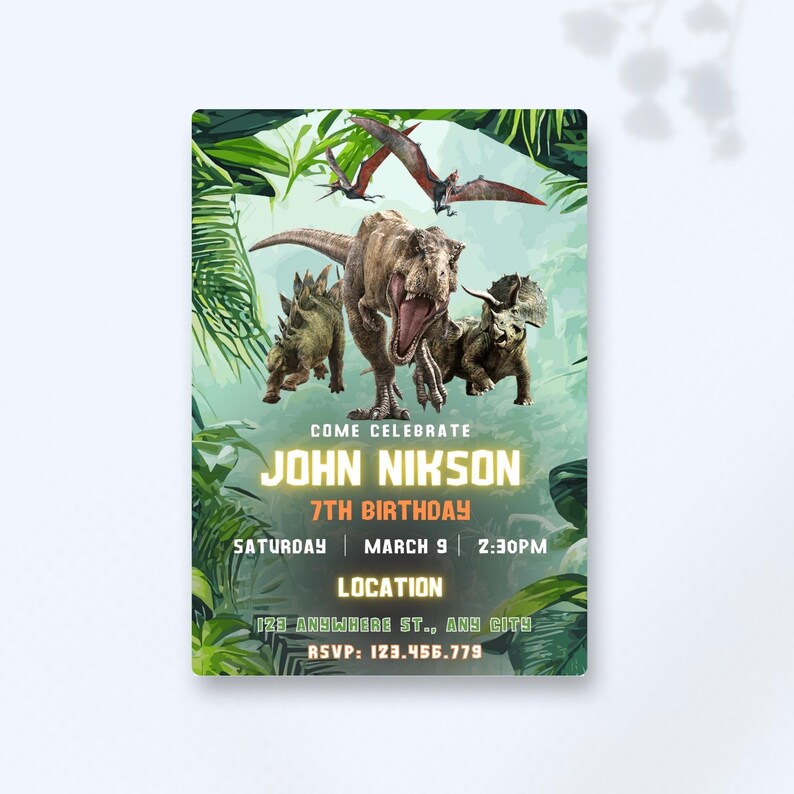 Editable Jurassic World Birthday Invitation Template, Digital Jurassic ...