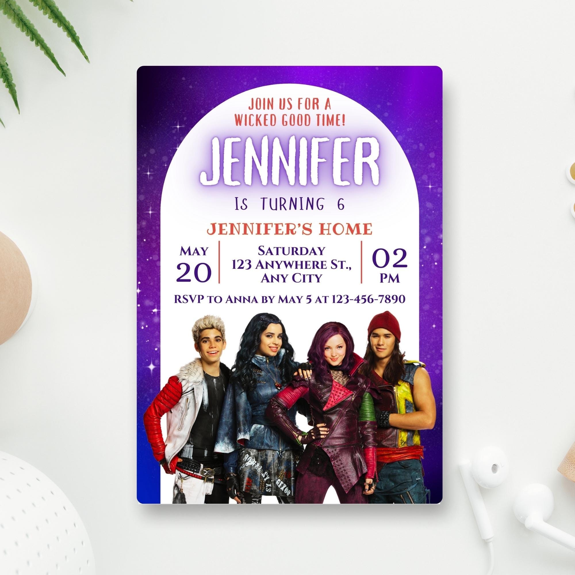 Descendants Birthday Invitation | Descendants Party Invite, Descendants ...