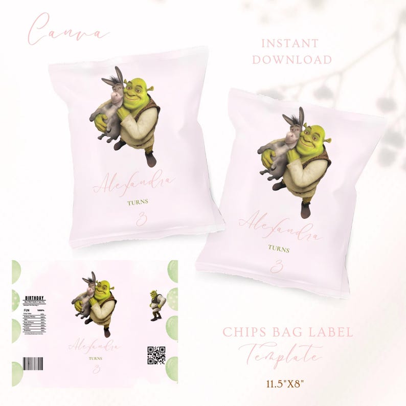 Shrek Party Favors Template, Shrek Treats Template,shrek Birthday ...