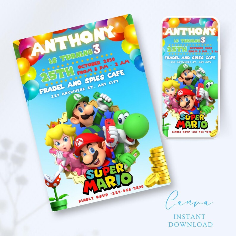 Super Mario Party Package, Super Mario Birthday Party Package, Super ...