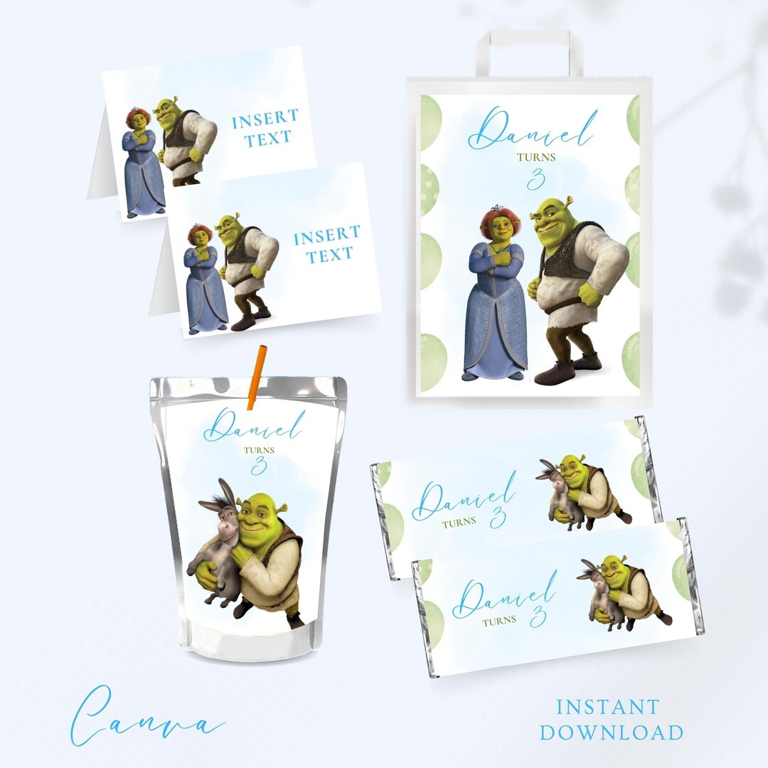 Shrek Food Label, Shrek Chocolate Wrap, Shrek Capri Sun, Shrek Paper ...